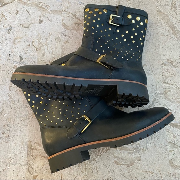 Sperry | Shoes | Sperry Topsider Britt Gold Studs Mid Calf Boots Almond ...